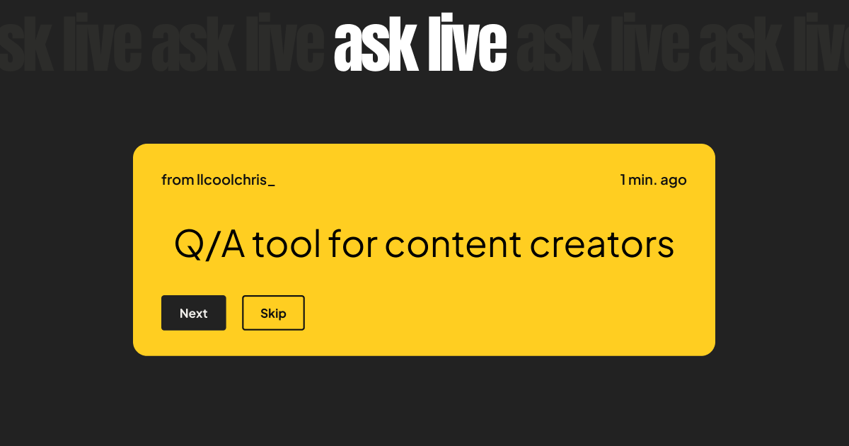 AskLive: Q/A tool for content creators
